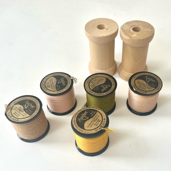 Anchor sewing | Office | 2 Wooden Spools Set Of 5 Neutral Color Sewing ...